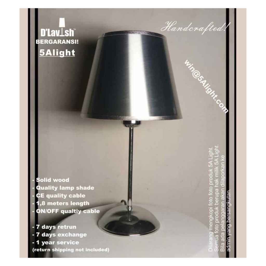 Jual Barcelona CHROME Silver - Lampu Meja Hias Nakas Minimalis/Lampu Tidur/Lampu Malam | Shopee ...