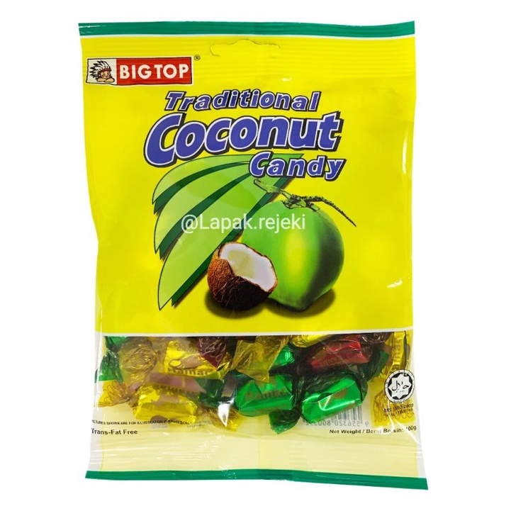 Jual Coconut Candy Big Top 100 gram Malaysia / Permen Kelapa / Bon Bon ...