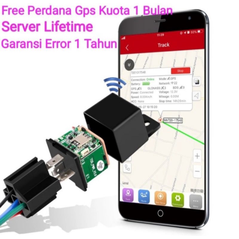 Jual GPS Tracker LBS GSM Tracker Pelacak Kendaraan model relay Lifetime ...