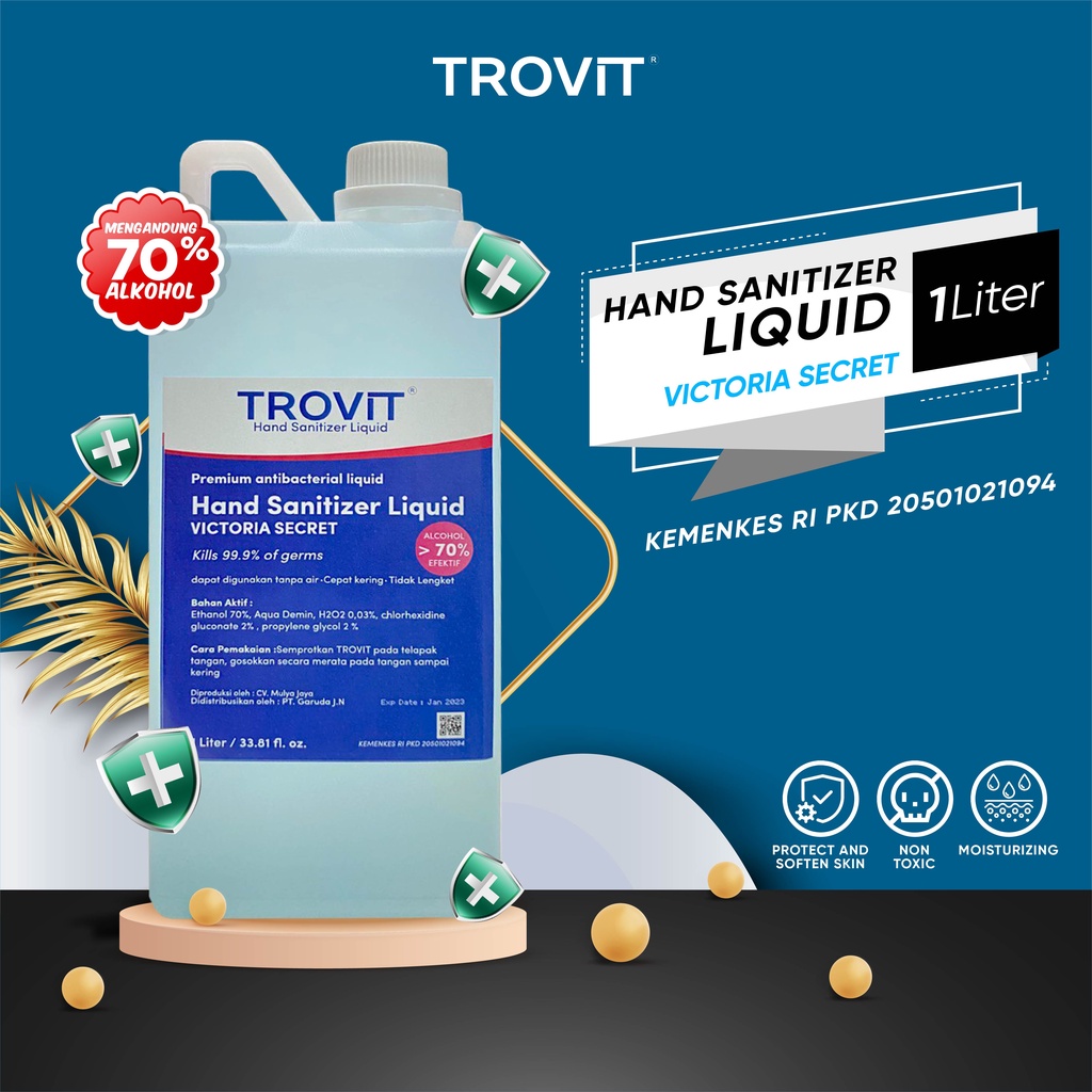 Jual [Best Seller] Hand Sanitizer Trovit Cair/Liquid 1 Liter | Shopee ...