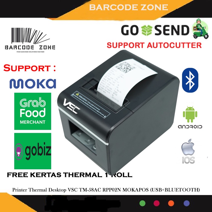 Jual PRINTER KASIR THERMAL VSC TM-58AC AUTOCUTTER 58MM USB - BLUETOOTH 58MM | Shopee Indonesia