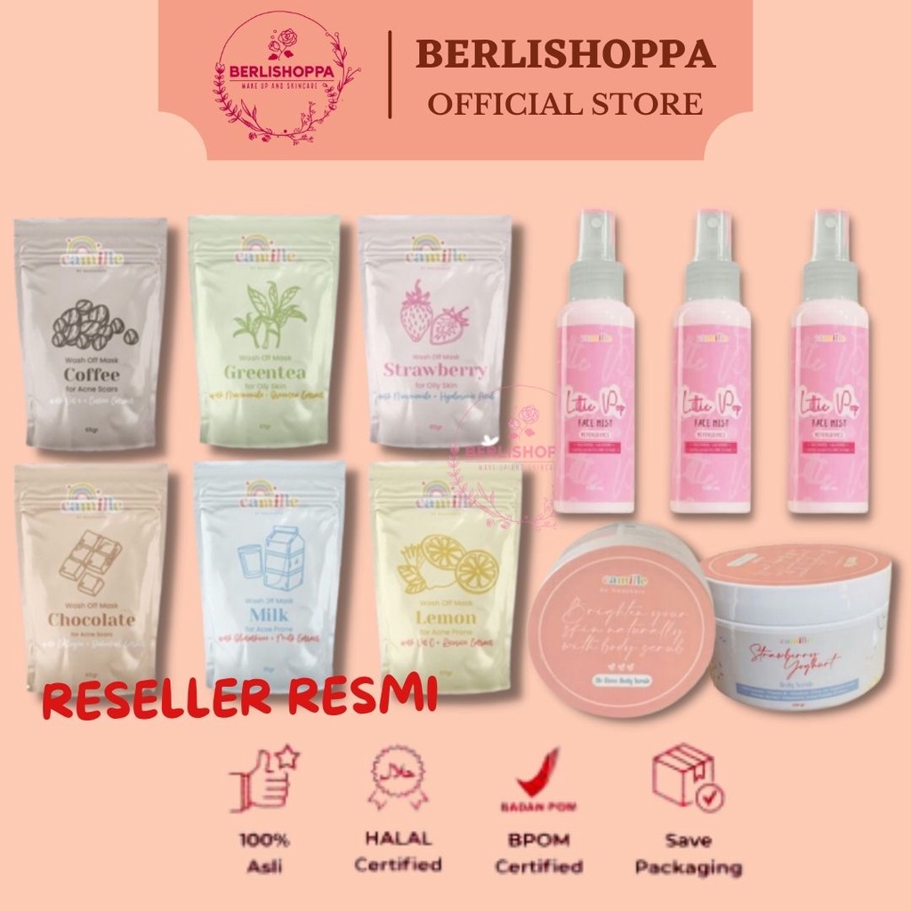 Jual Camille Beauty Masker Wajah Wash Off Mask / Little Pop Face Mist 100ml / Body Scrub Camille ...