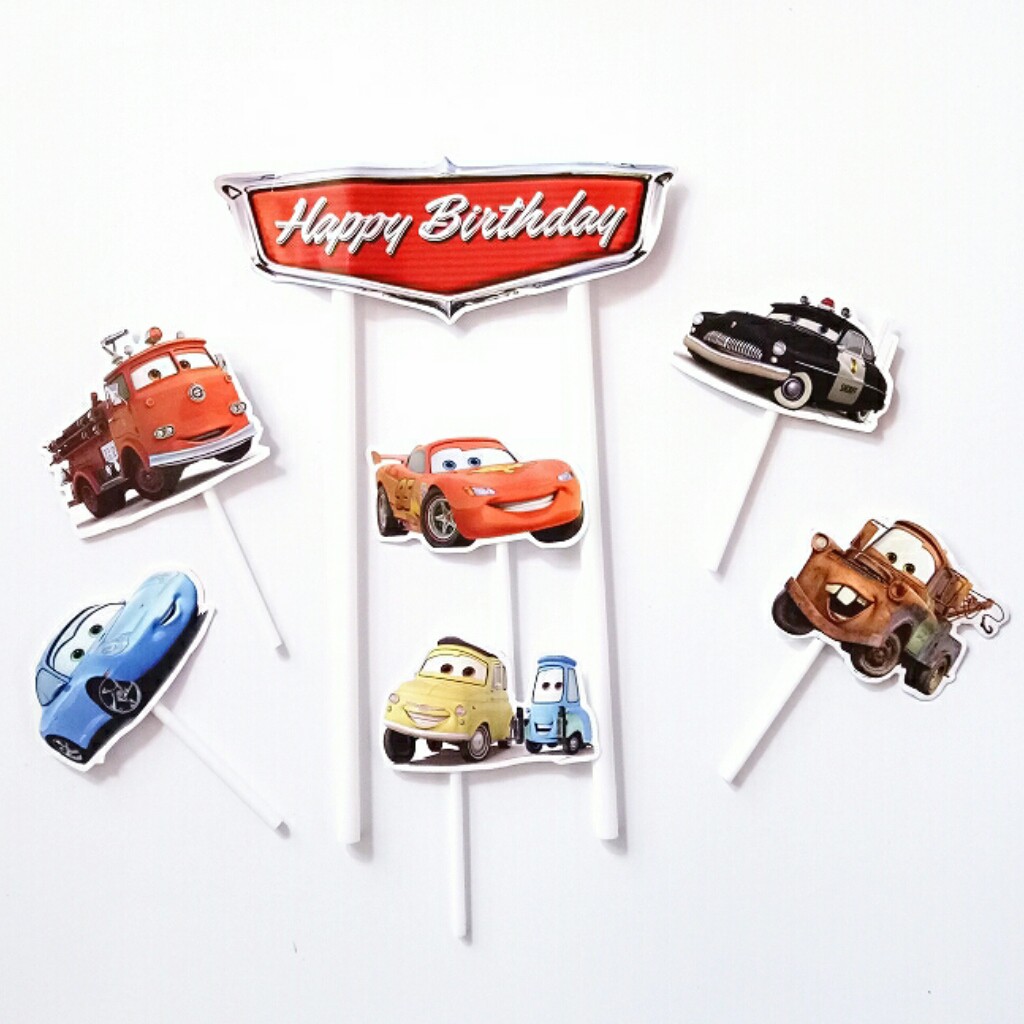 Jual hiasan kue ulang tahun satu set topper topper cake karakter cars ...