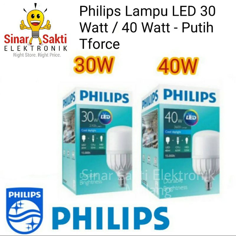 Jual Philips Lampu LED 30W 40W 30 Watt 40 Watt Bohlam Putih Tforce Kapsul Phillips | Shopee ...