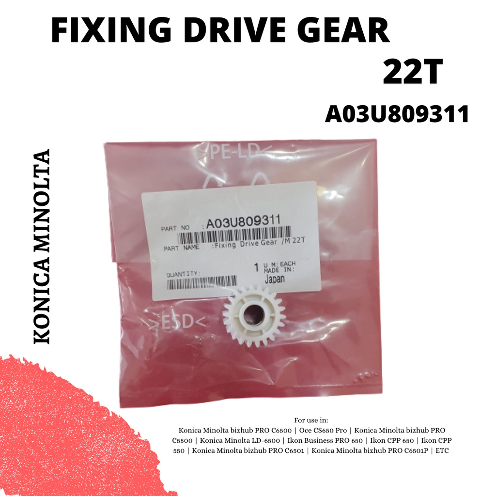 Jual Fixing Drive Gear 22T Konica Minolta bizhub PRESS C6000 C7000 ...