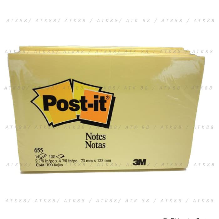 Jual Sticky Notes Post-it No. 655 1 Pad. 73 x 123 mm | Shopee Indonesia