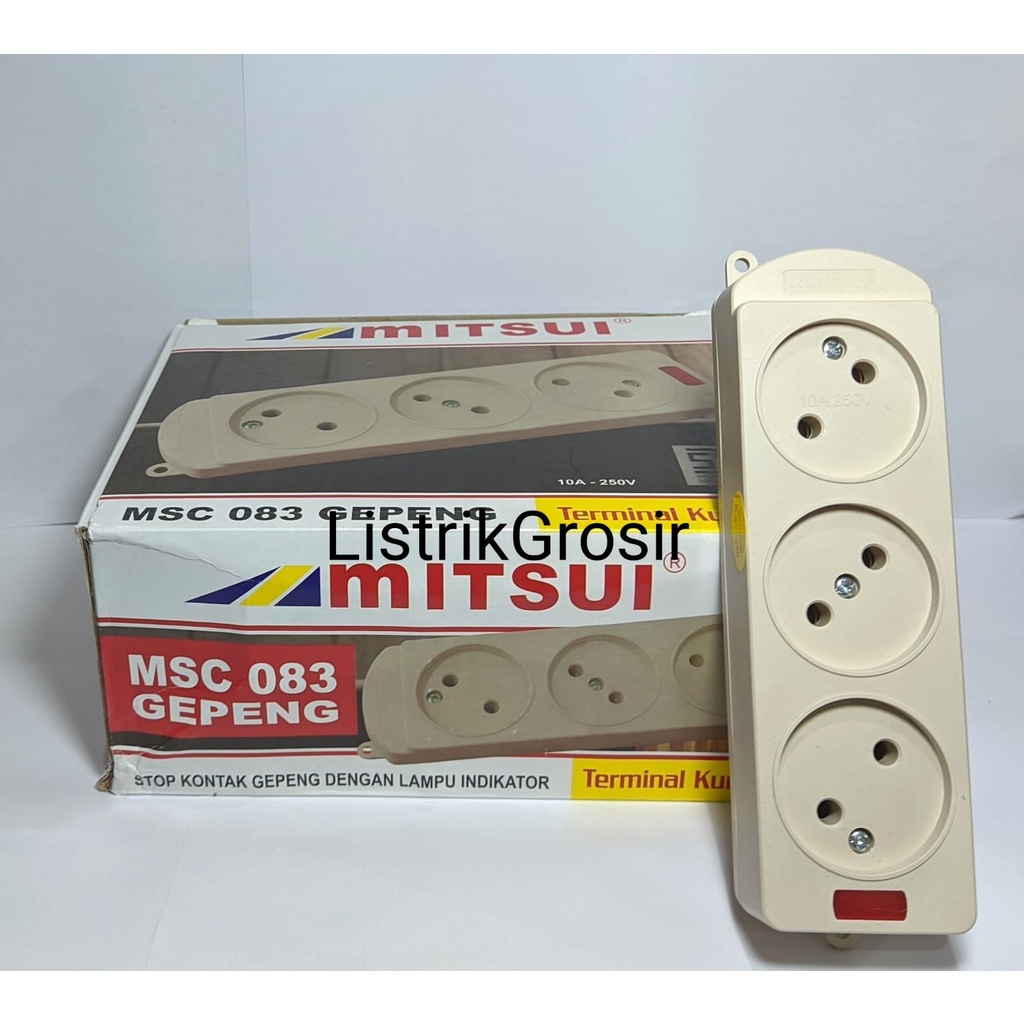 Jual MITSUI Terminal Stop Kontak Gepeng 1 2 3 4 Lubang Pipih + Indikator SNI | Shopee Indonesia