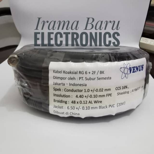 Jual KABEL PARABOLA VENUS RG6 + 2F KOAKSIAL COAXIAL 20M | Shopee Indonesia