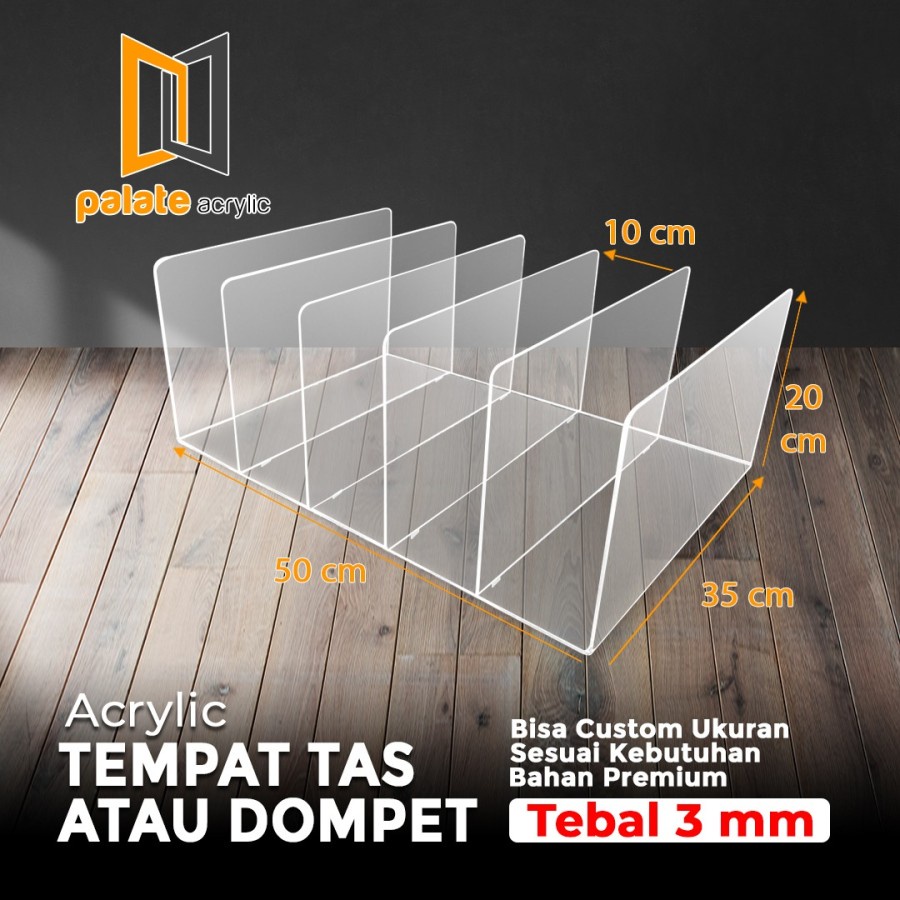 Jual AKRILIK TEMPAT TAS / ACRYLIC TEMPAT DOMPET 5 SEKAT 3MM | Shopee ...