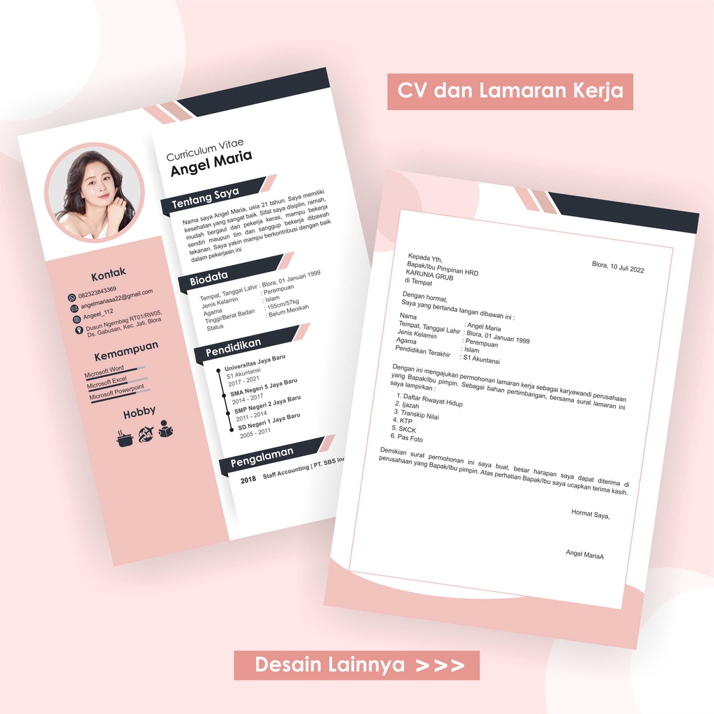 Jual CV + Lamaran Kerja , Curriculum Vitae , Lamaran Kerja , Daftar ...