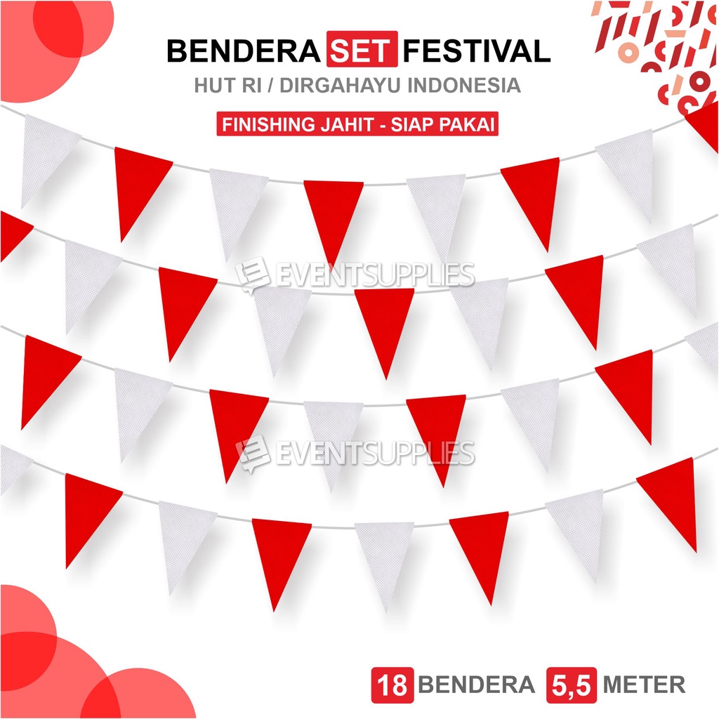 Jual Promo Bendera Bunting Flag Segitiga [18Lembar] Renteng Festival Merah Putih HUT RI ...