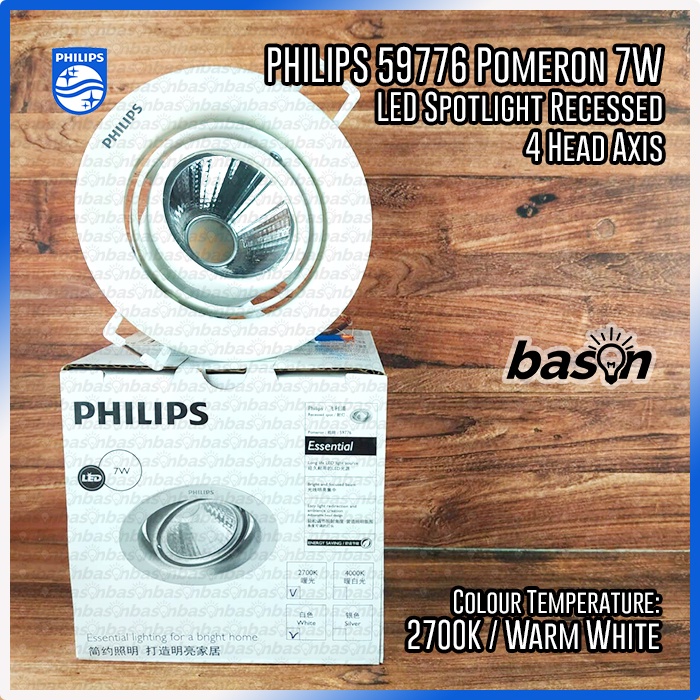 Jual PHILIPS 59776 Pomeron 7W Recessed Spot LED - Lampu Spotlight 4 ...