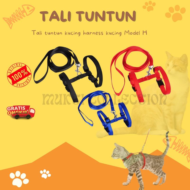 Jual TALI TUNTUN KUCING HARNESS KUCING MODEL H PANJANG TALI 90CM ...