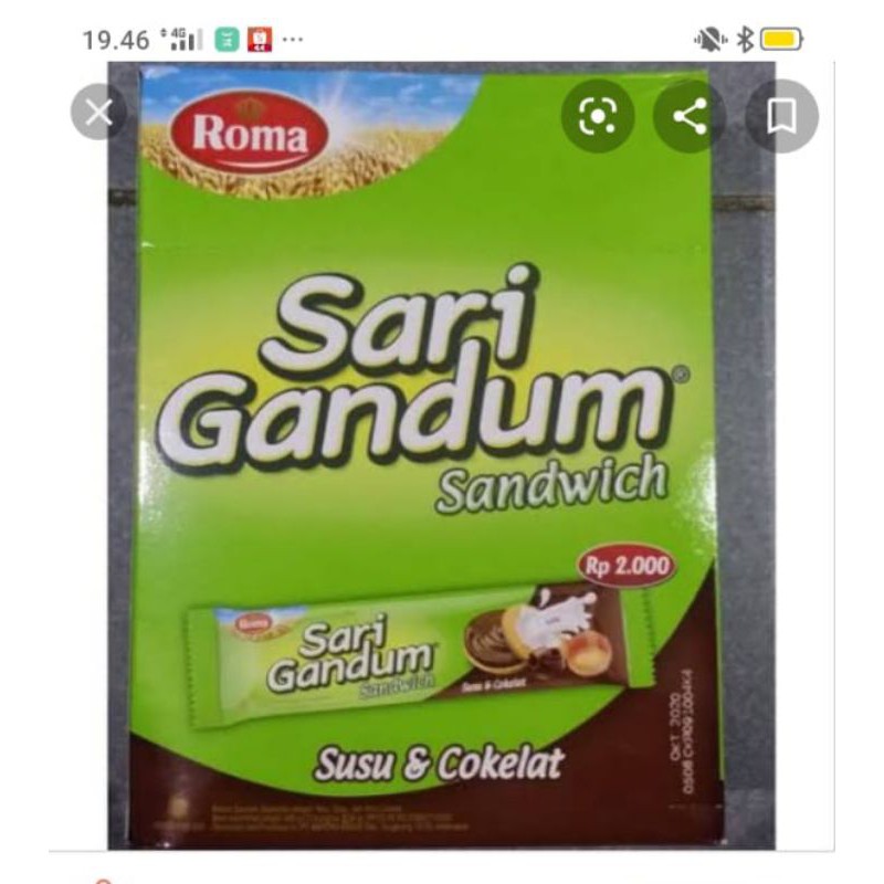Jual Sari Gandum Sandwich 2000.. (12x39grm) | Shopee Indonesia