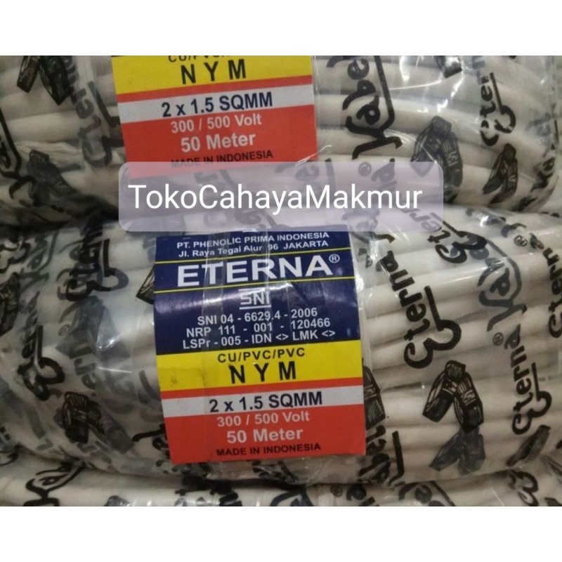 Jual Kabel Listrik Kawat NYM 2x1.5 mm 50M Eterna 2x1,5mm 50Meter SNI | Shopee Indonesia