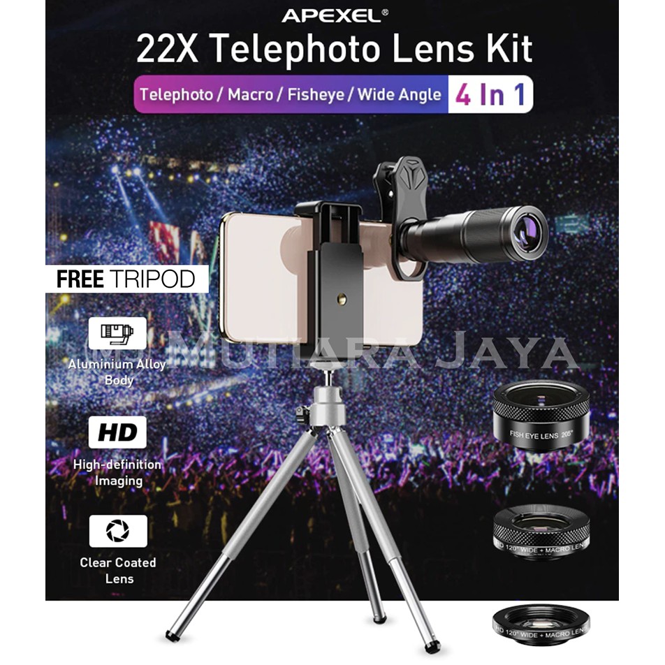 Jual APEXEL 4 in 1 Lensa Kamera Handphone Tele Wide Macro Fisheye ...