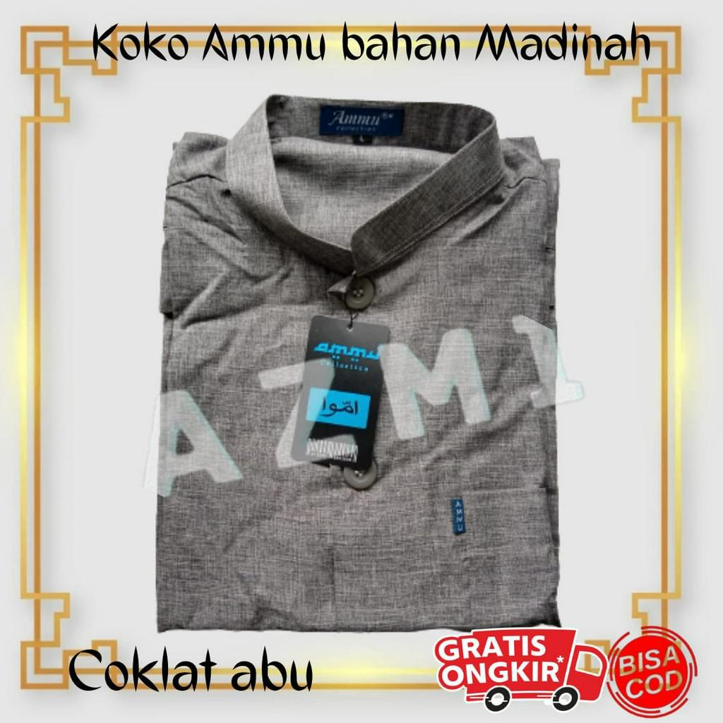 Jual Terbaru Baju Koko Ammu Bahan Madinah Coklat Abu Premium Class ...