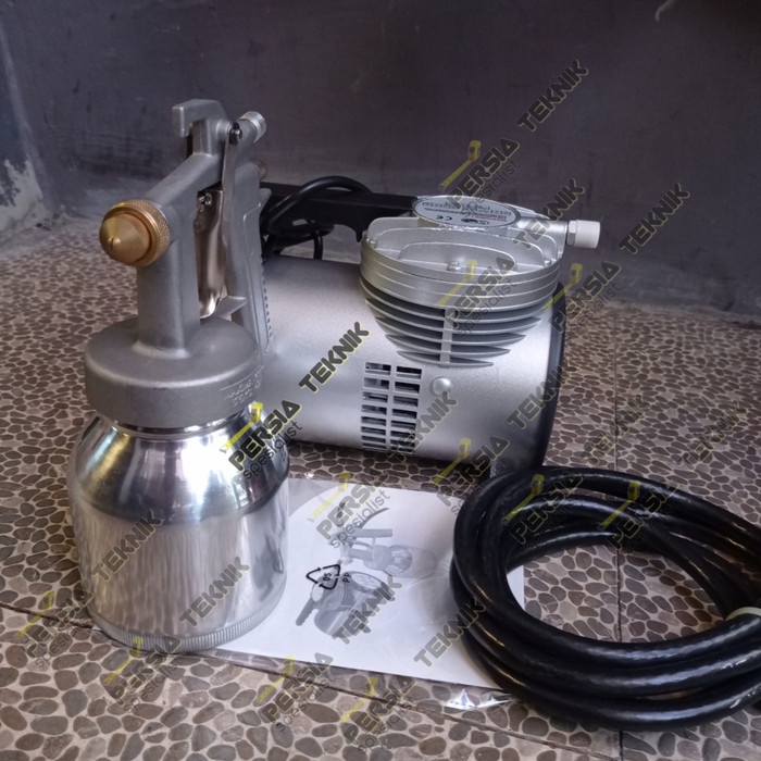 Jual IOP | kompresor mini / mini air compressor + spray gun kit ...