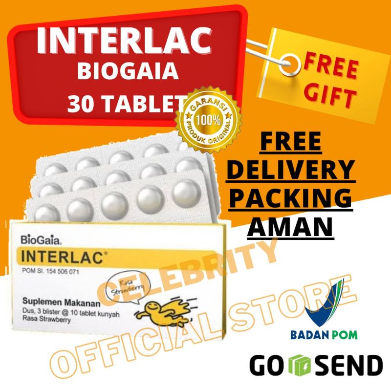 Jual INTERLAC PROBIOTIC TABLET ISI 30 TABLET RASA STRAWBERRY BIOGAIA ...