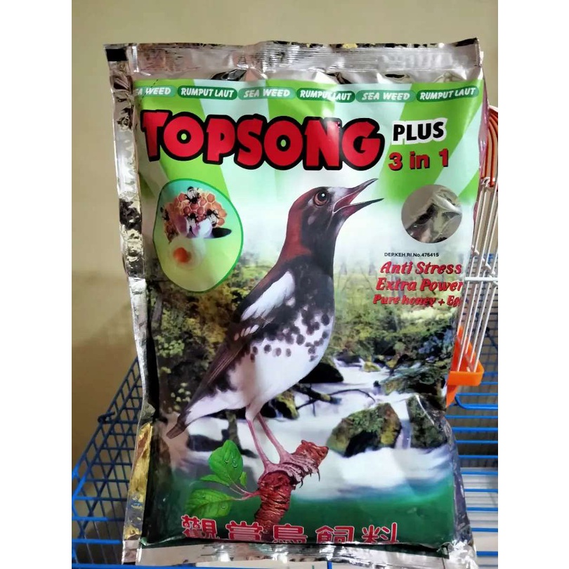 Jual Makanan Pakan Burung Original TOPSONG Plus 3in1 Anti Stres Pakan ...