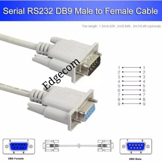 Jual Kabel Serial DB9 Male to Female 1,5 / 3 / 5 meter NETLINE | Shopee ...