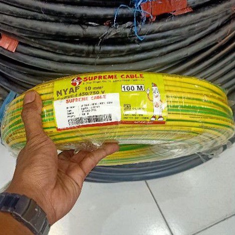 Jual Kabel grounding nyaf 10mm kuning hijau per roll 100M | Shopee Indonesia