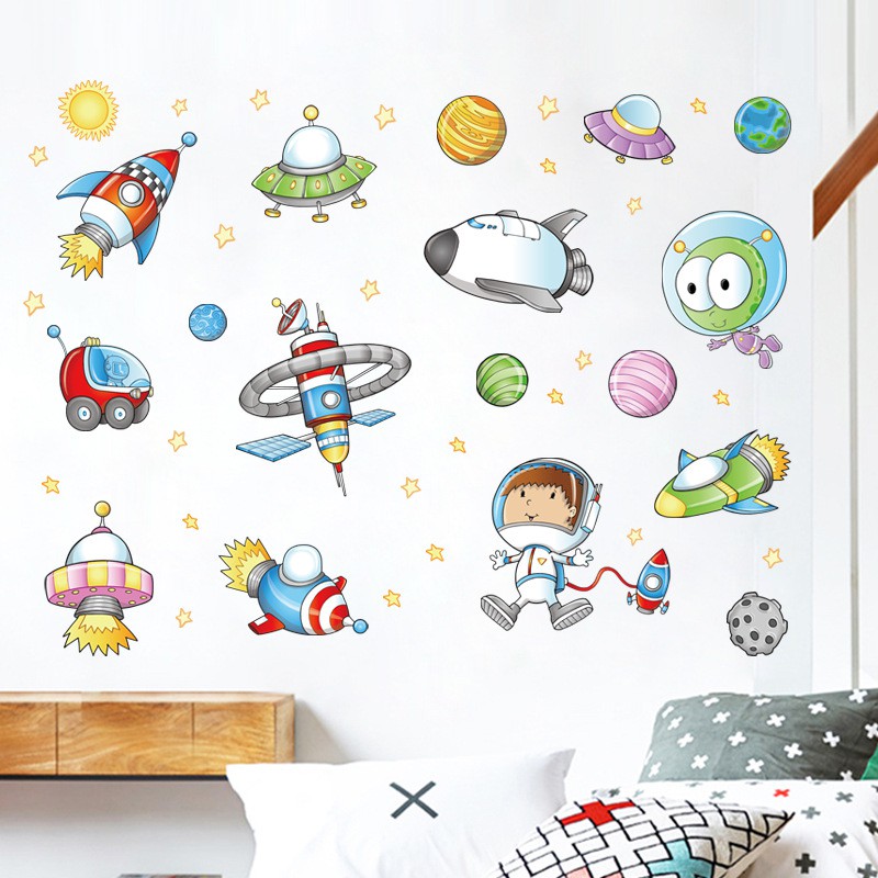 Jual Reliza Wall Sticker Space Ship Planet Luar Angkasa Astronot Stiker ...