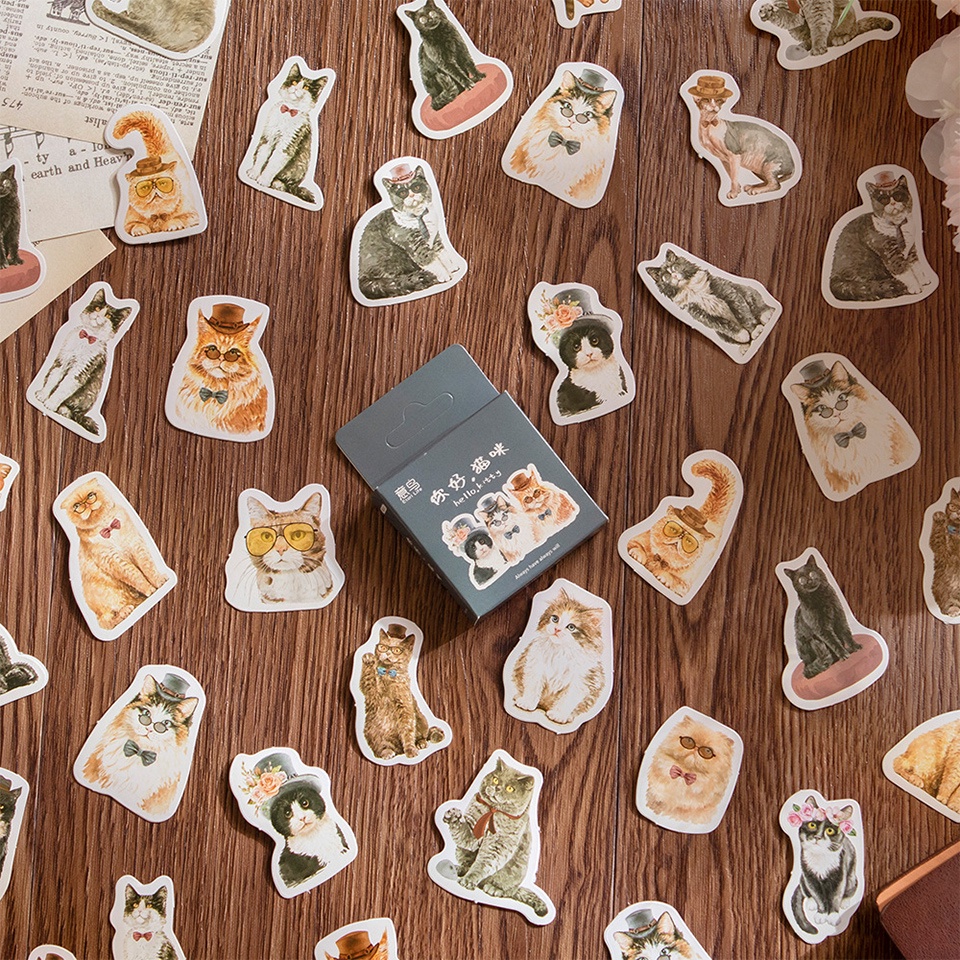 Jual Sticker Lucu Motif Kucing Hello Cats Flake Stickers Set | Shopee ...