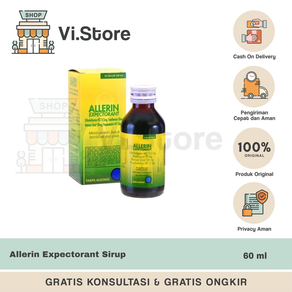 Jual Allerin Expectorant Sirup 60 ml dan 120 ml | Shopee Indonesia