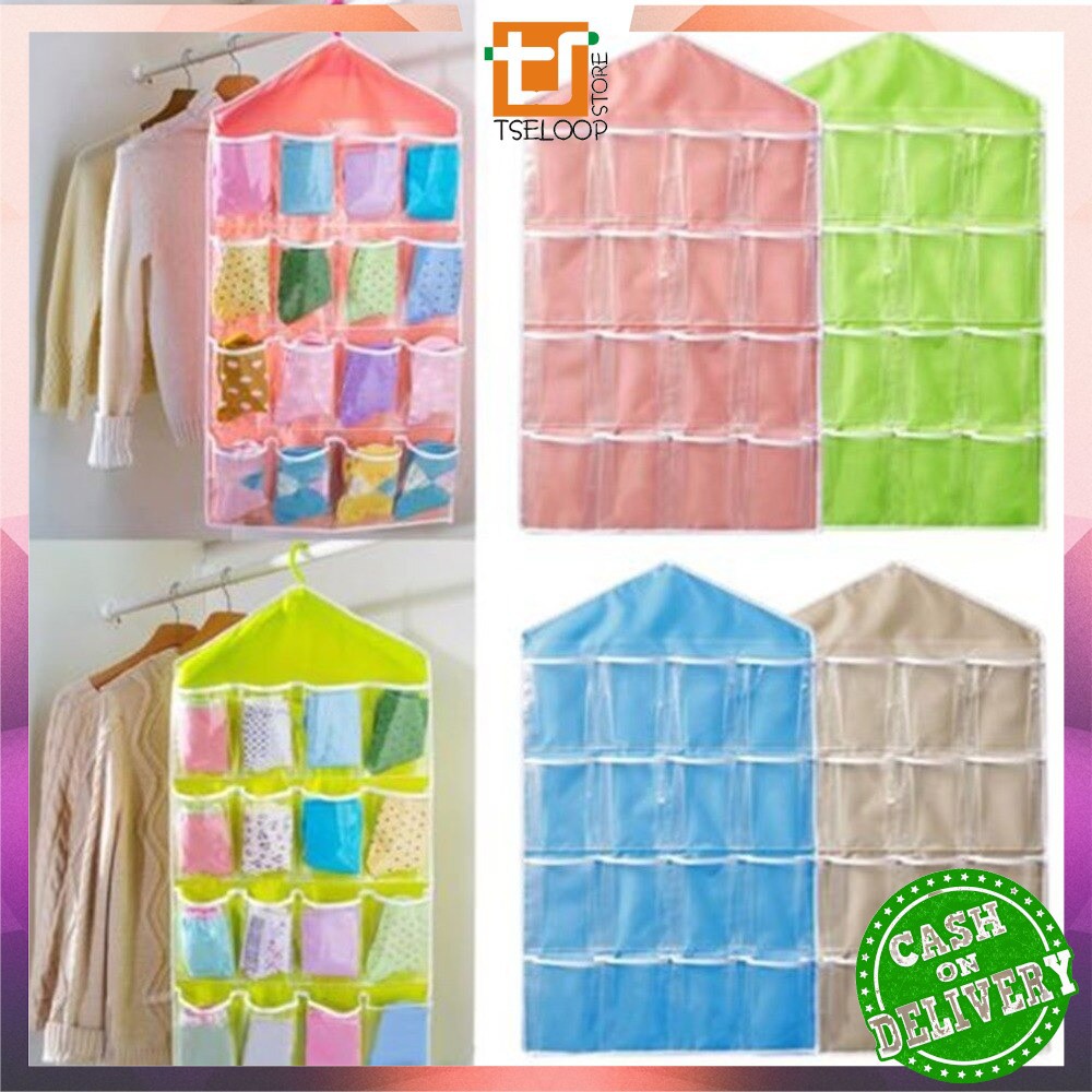 Jual OFM-C134 Pouch Gantung 16 Saku Dinding Storage Bag Organizer Wall ...