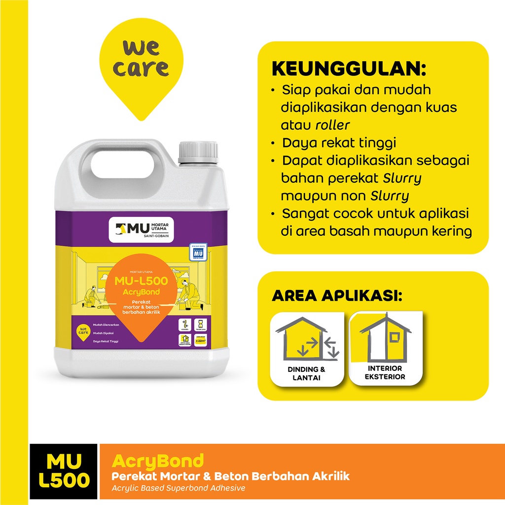 Jual Mortar Utama MU-L500 Acrybond Perekat Mortar & Beton 900 ml ...