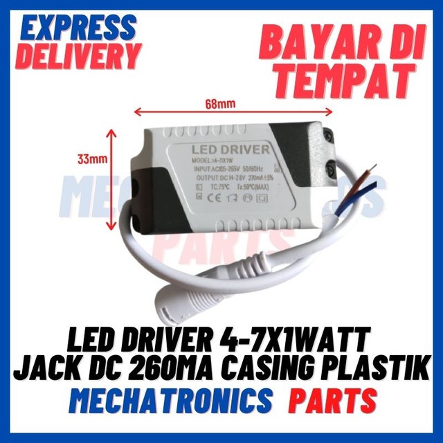 Jual [DSP-9420] LED DRIVER 4-7X1WATT JACK DC 260mA CASING PLASTIK ...