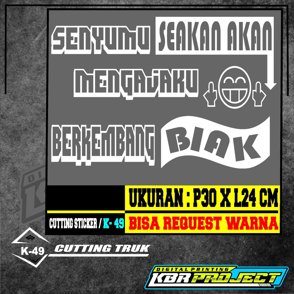 Jual STIKER KACA Cutting Sticker Mobil Stiker Tulisan Kata Kata K-49 ...