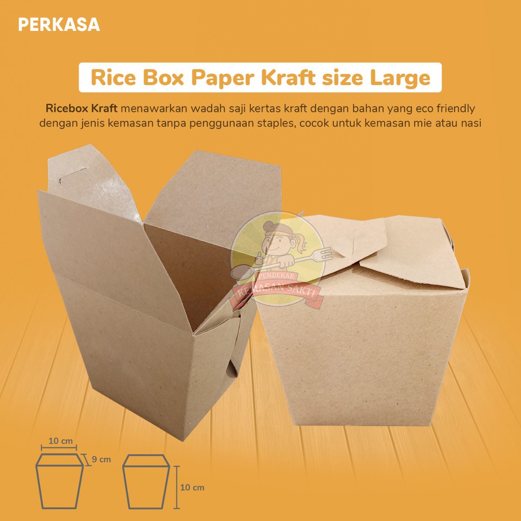 Jual Food Pail Paper Kraft size L Large LAMINASI / Kraft Rice Box Bowl ...