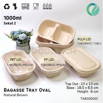 Jual Bagasse Oval 1000ml Sekat 2 dan Tanpa Sekat Tutup PET/PP 10 PCS - Tanpa Sekat, PET | Shopee ...