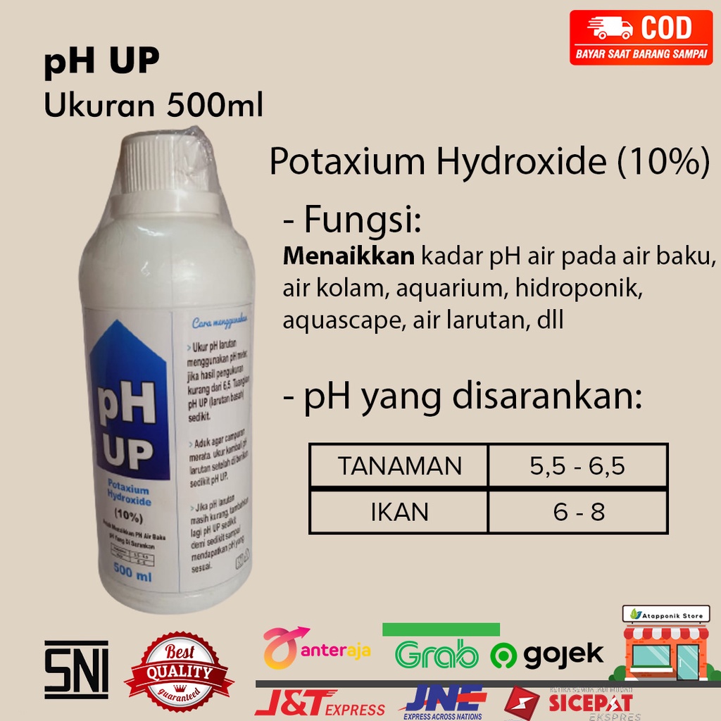 Jual cairan ph up 500ml - larutan penaik ph - ph up kolam - ph up hidroponik | Shopee Indonesia