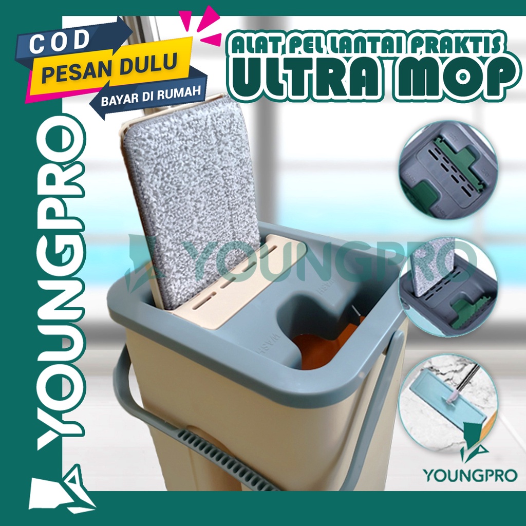 Jual YOUNGPRO ALAT PEL LANTAI PRAKTIS ULTRA MICROFIBER MOP Dry&Wash 2 ...