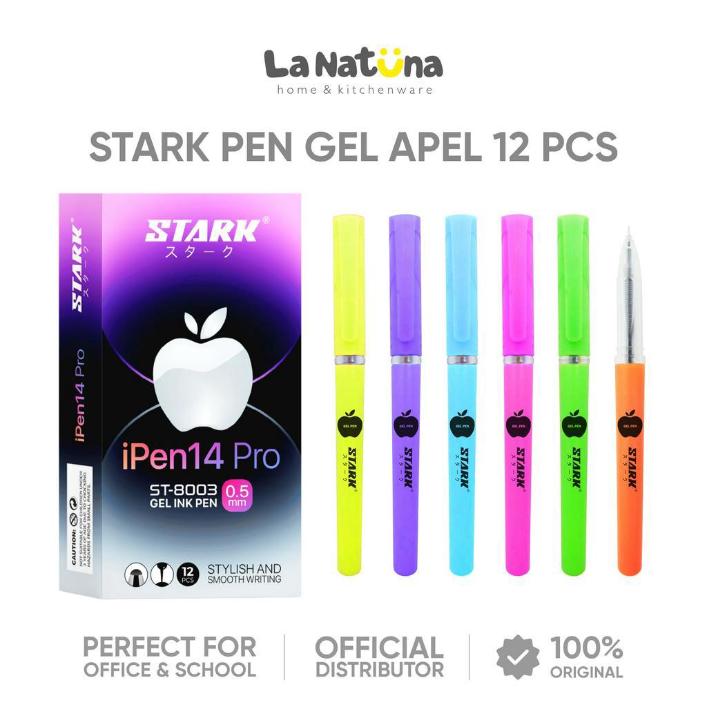 Jual Pen Apel Gel Stark 12 Pcs Pulpen Sekolah Kantor Tinta Hitam Pen ...