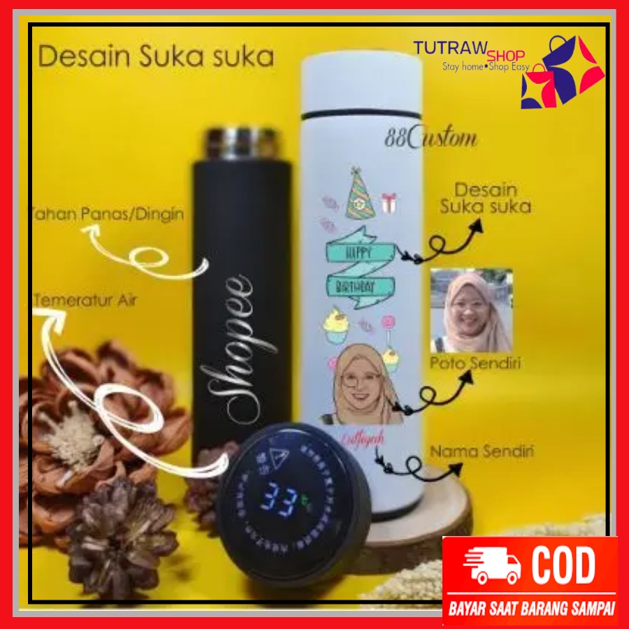 Jual Tumbler Botol Air Minum Stainless Tumblr custom LED Temperature ...