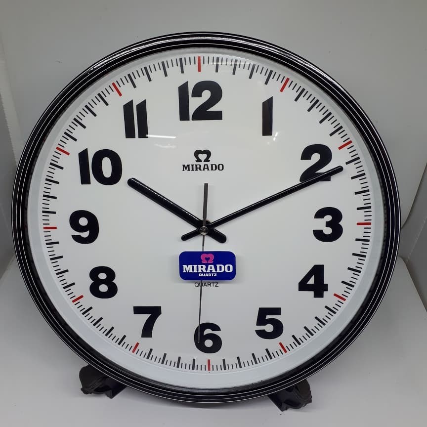 Jual JAM DINDING MIRADO 2102 BULAT PUTIH RING HITAM ANGKA BESAR 33 CM ...