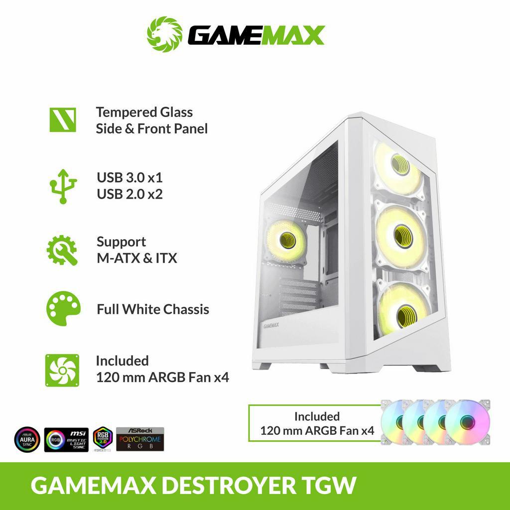 Jual Casing PC GameMax Destroyer Tempered Glass Micro ATX Gaming PC ...