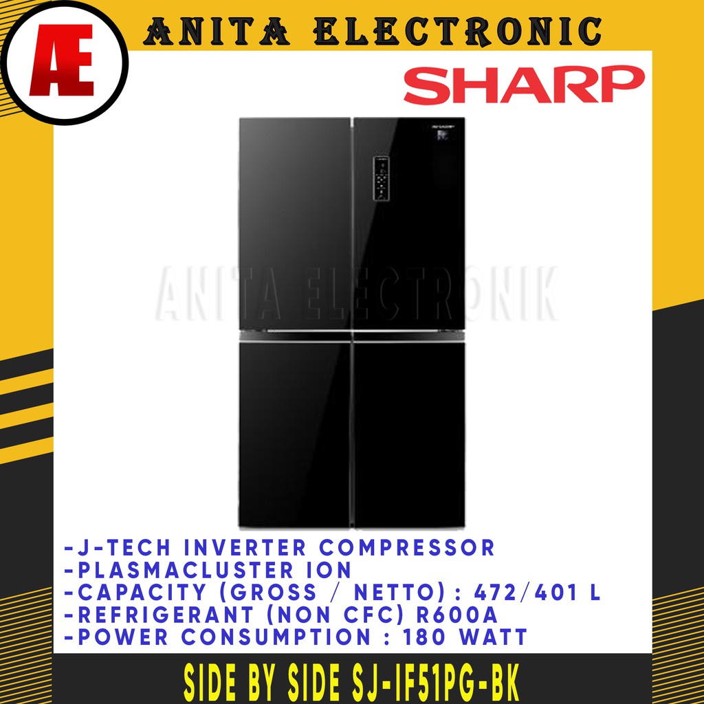 Jual KULKAS SHARP SIDE BY SIDE 4 PINTU 472 L INVERTER SJ-IF51PG-BK | Shopee Indonesia