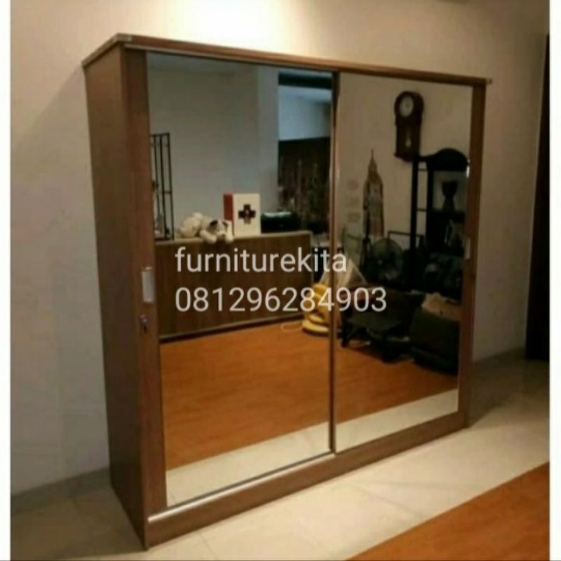 Jual Lemari 2 pintu full cermin lemari sliding HPL P160 x L50 x T200 ...