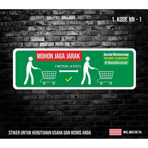 Jual Sticker Safety Sign Warning Jaga jarak ( Min. 2 Pcs ) | Shopee ...