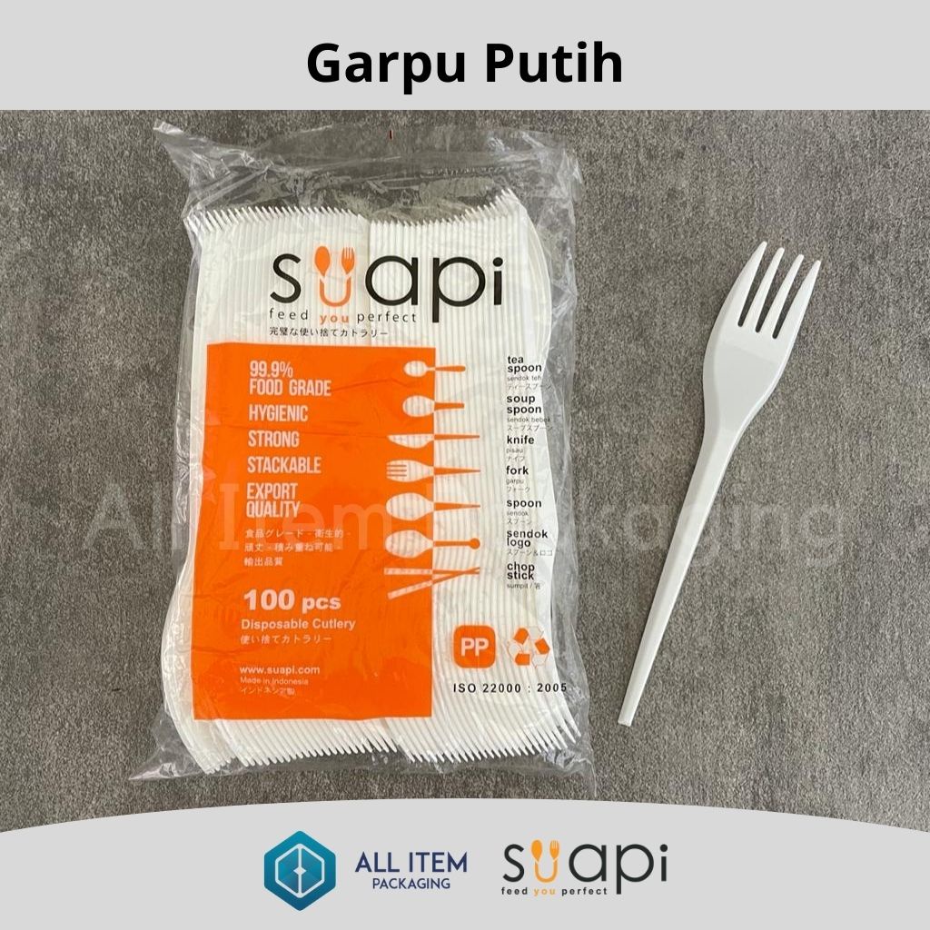 Jual Garpu Suapi Putih / Garpu Makan Plastik / Fork @100 Pcs | Shopee ...