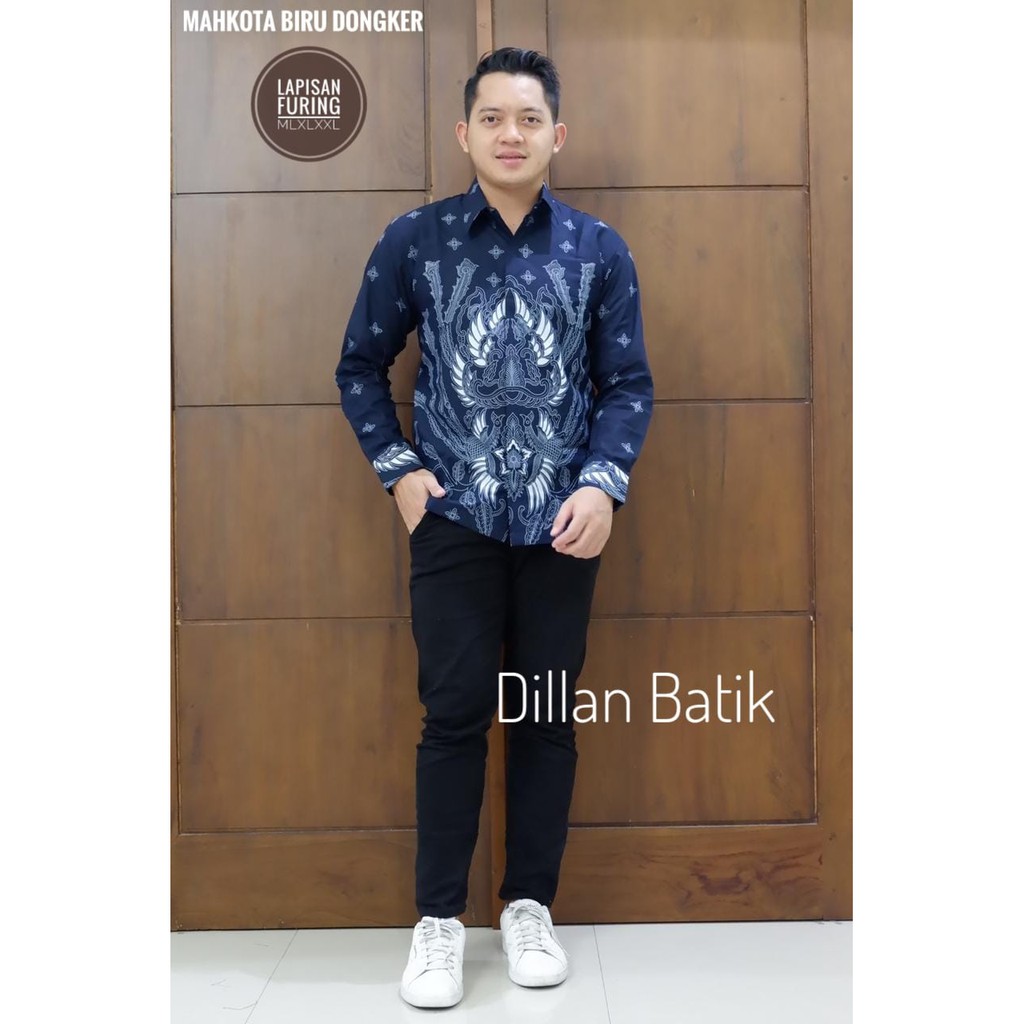 Jual Mahkota Biru Dongker Kemeja Batik Pria Lengan Panjang by Dilan ...