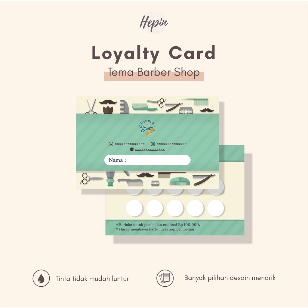 Jual Cetak Kartu Stampel BARBER SHOP - Loyalty Card - Kartu Member ...