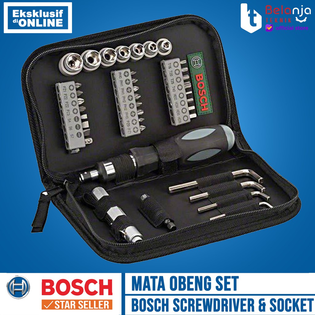 Jual Bosch Screwdriver and Socket Set 38 Pcs Mata Obeng dan Soket Set ...