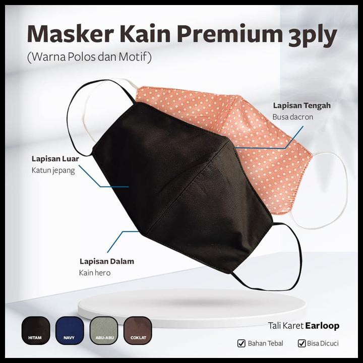 Jual MASKER KAIN 3PLY. HITAM POLOS DAN MOTIF. SUDAH STERIL | Shopee ...