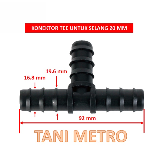 Jual Konektor - Connector - Sambungan Tee T 20 mm Untuk Selang 5/8 ...
